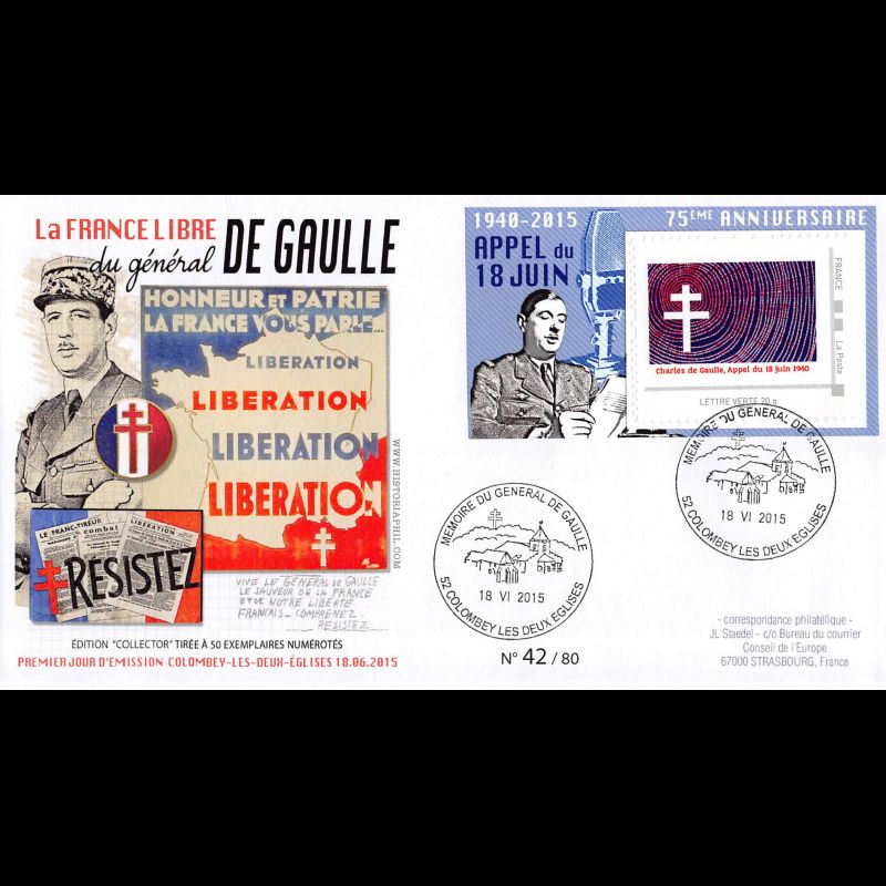 3 FDC - 75 ANS APPEL DU 18 JUIN - DE GAULLE - SÉRIE N°3