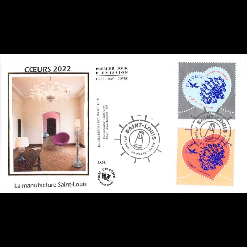 FDC soie - Cœurs 2022 Saint-Louis - 28/1/2022 Paris