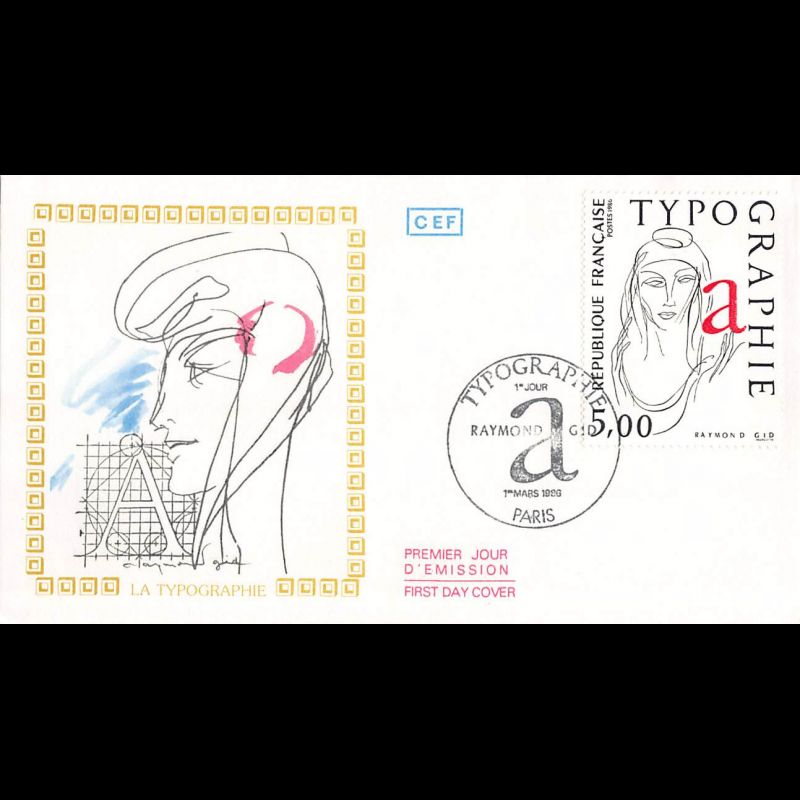 CEF - La Typographie -Tableau Raymond Gid, Paris 1/3/86