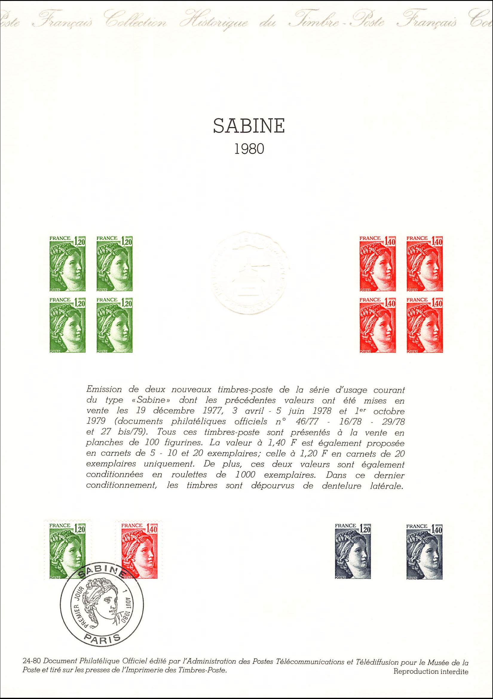 Document Officiel 1980 - Sabine 1980