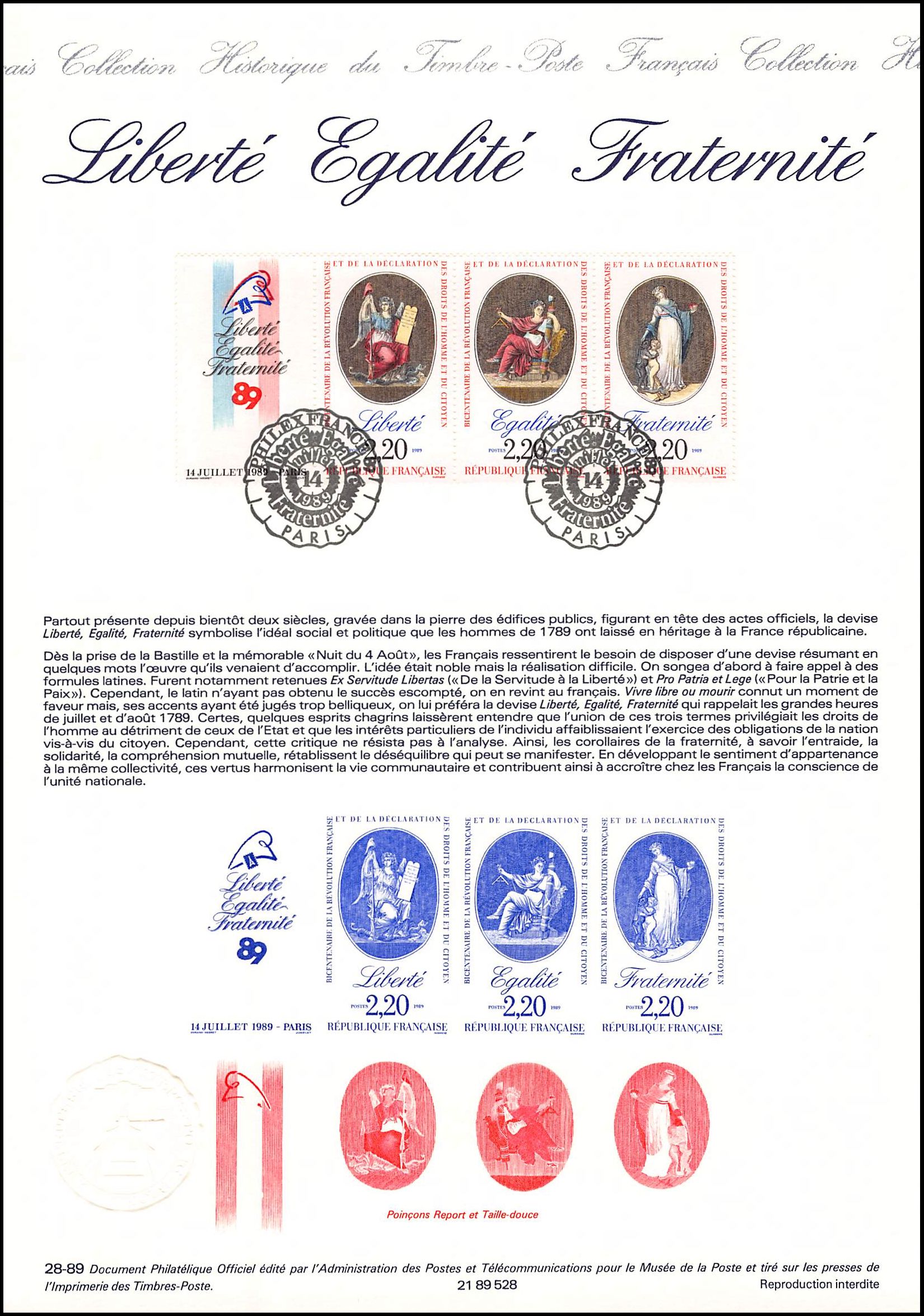 Document Officiel 1989 - Liberté Egalité Fraternité