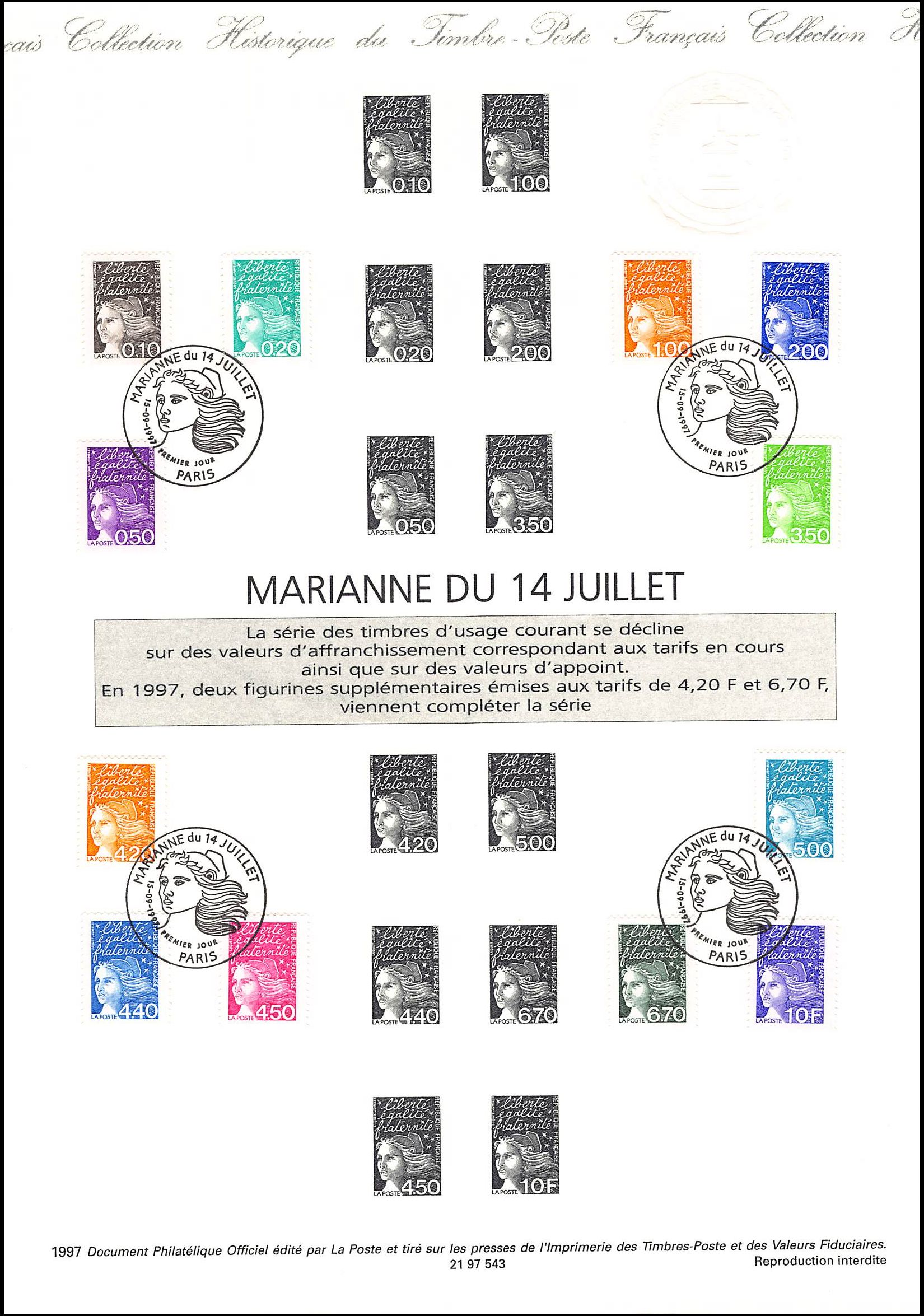Document Officiel 1997 - Marianne du 14 juillet