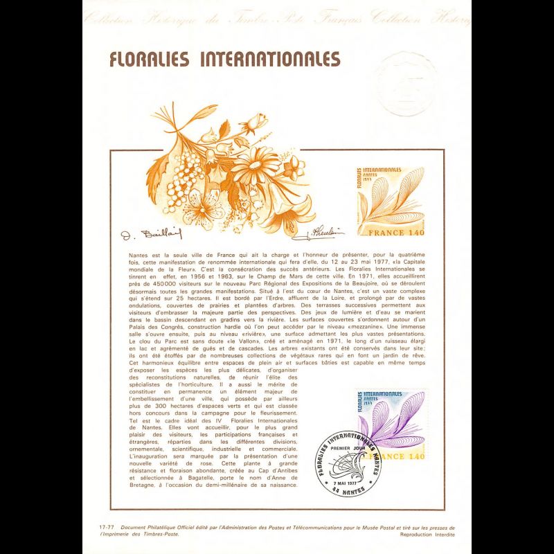 Document Officiel 1977 - Floralies internationales