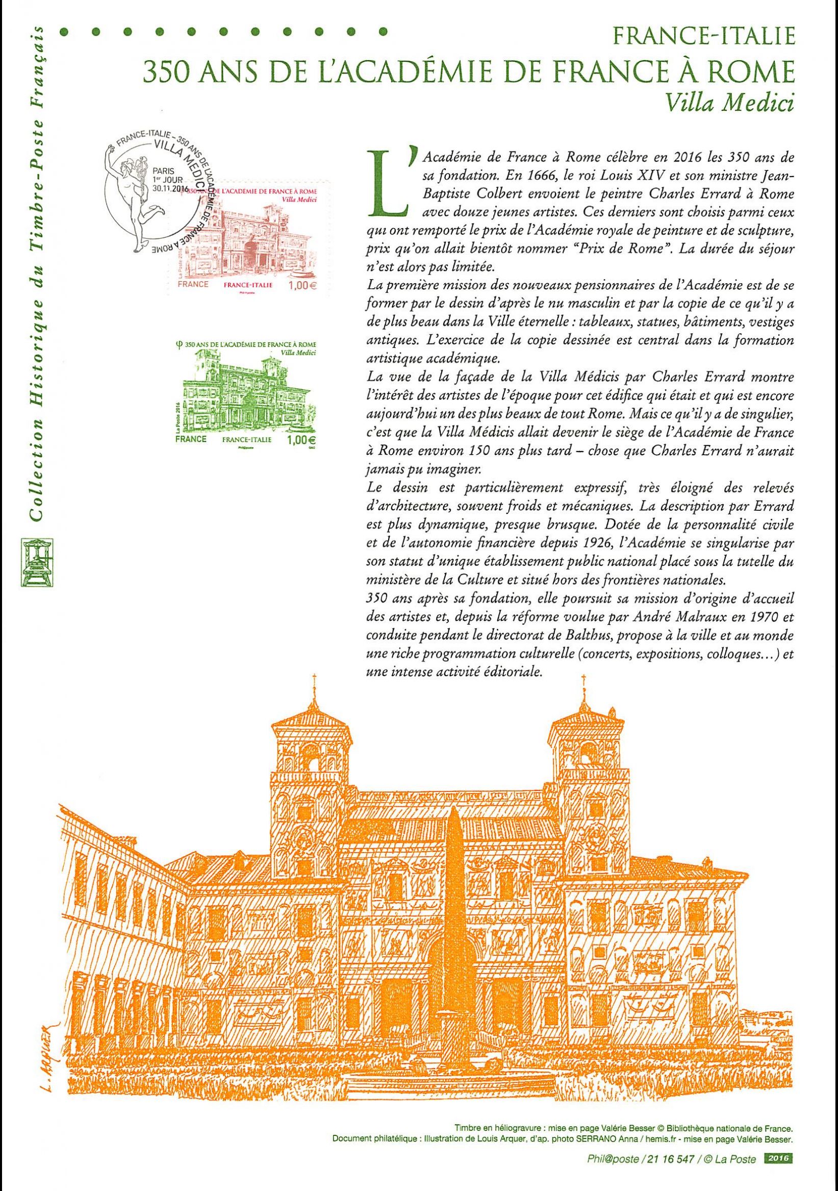 Document officiel 2016 - 350 ans de l'académie de France à Rome